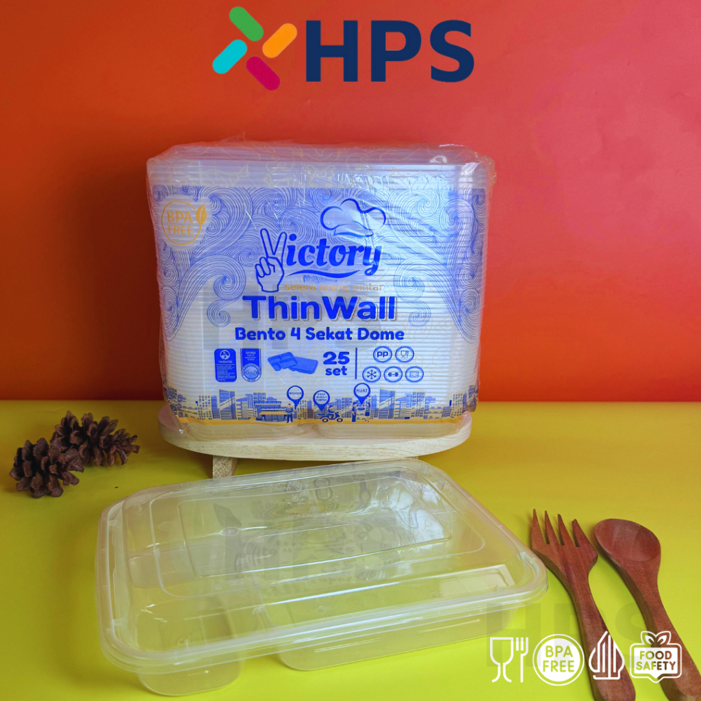Jual Thinwall Bento 4 Sekat DOME Plastik Food Container Kotak Makan wadah catering Premium ...
