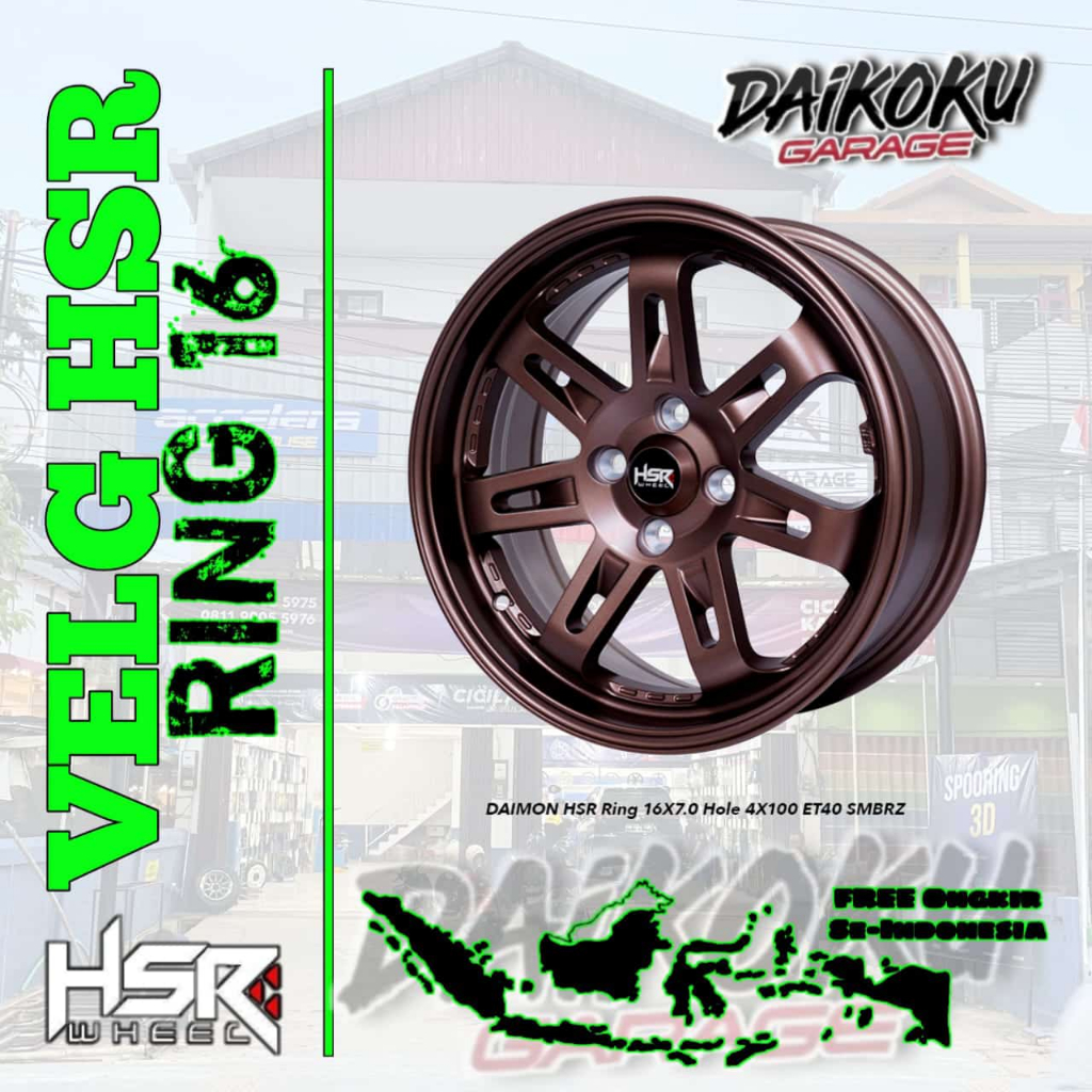 Jual Velg Mobil Banjarmasin HSR WHEEL DAIMON Ring 16 Baut 4x100 (Jazz, Brio, Freed, Mobilio ...