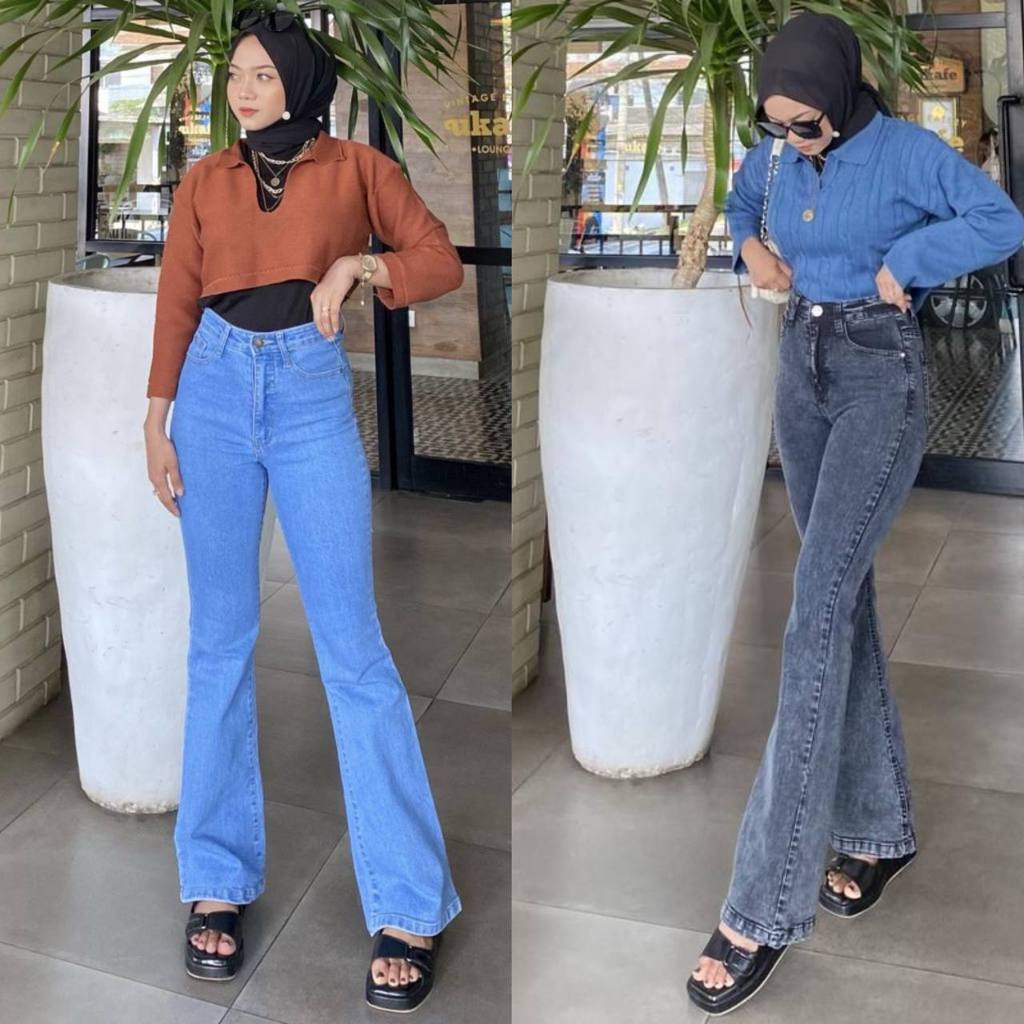Jual Highwaist Cutbray Jeans Loose Anti Ngantung Melar Tebal - Celana ...