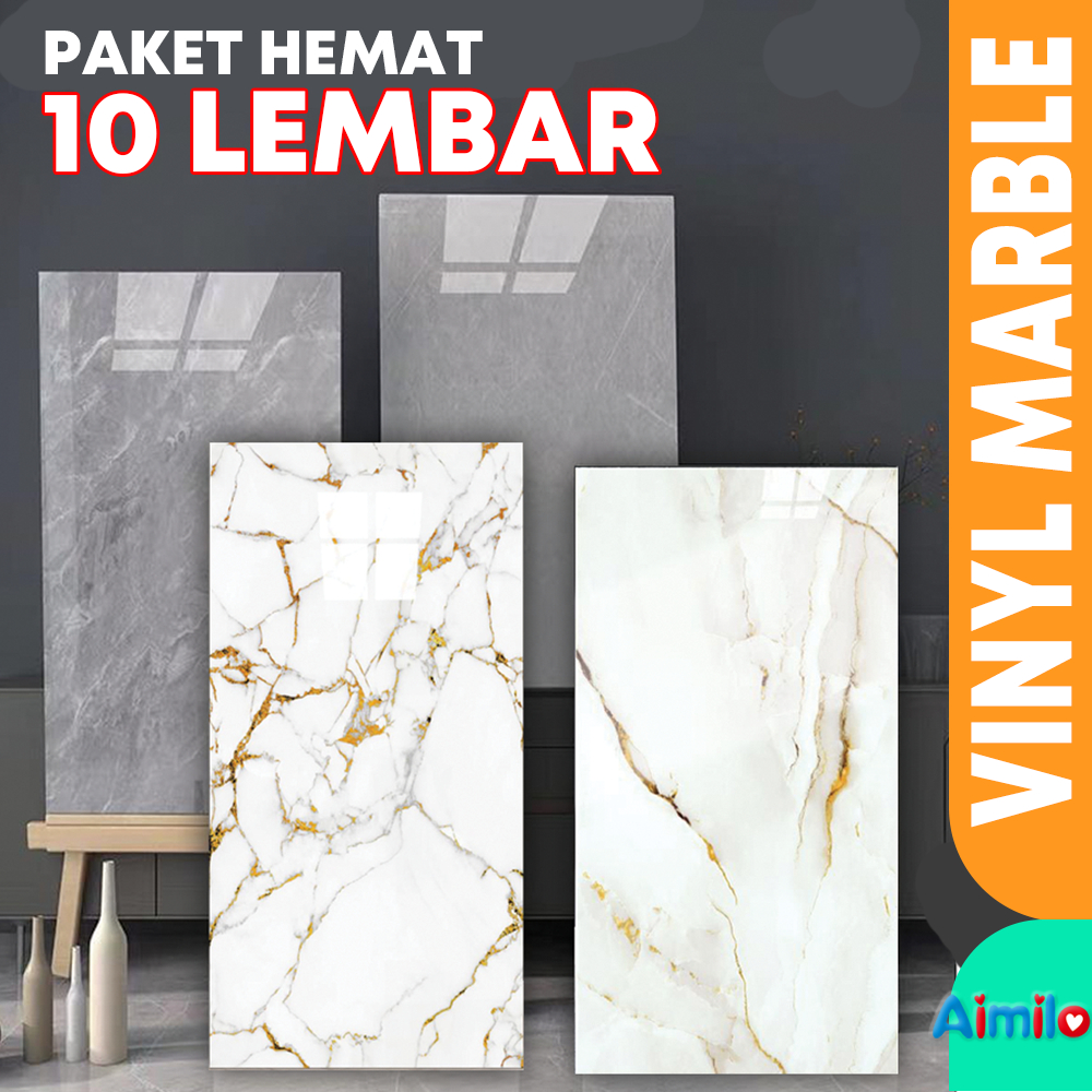 Jual Paket 10 Lembar Wallpaper Dinding VINYL Marble 30 x 60 cm Stiker Lantai Granit Lemari ...