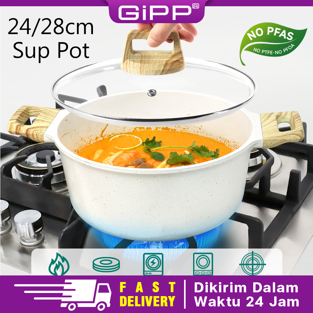 Jual GiPP Sup Pot Casserole Pan 24 /28 CM Panci Susu Lapisan Anti Lengket Sup Pot | Shopee Indonesia