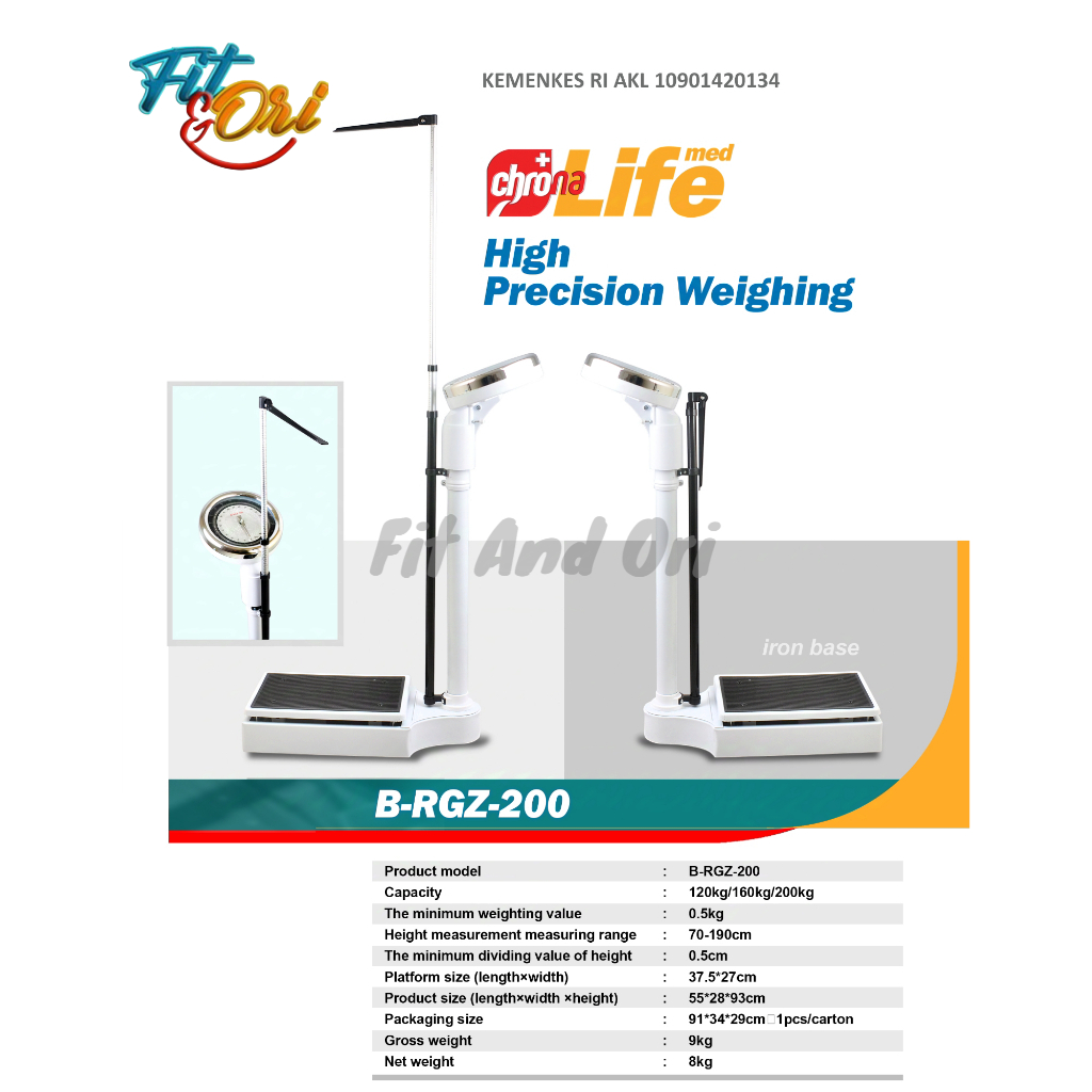 Jual Timbangan Badan + Ukur Tinggi Badan / CHRONALIFEMED High ...