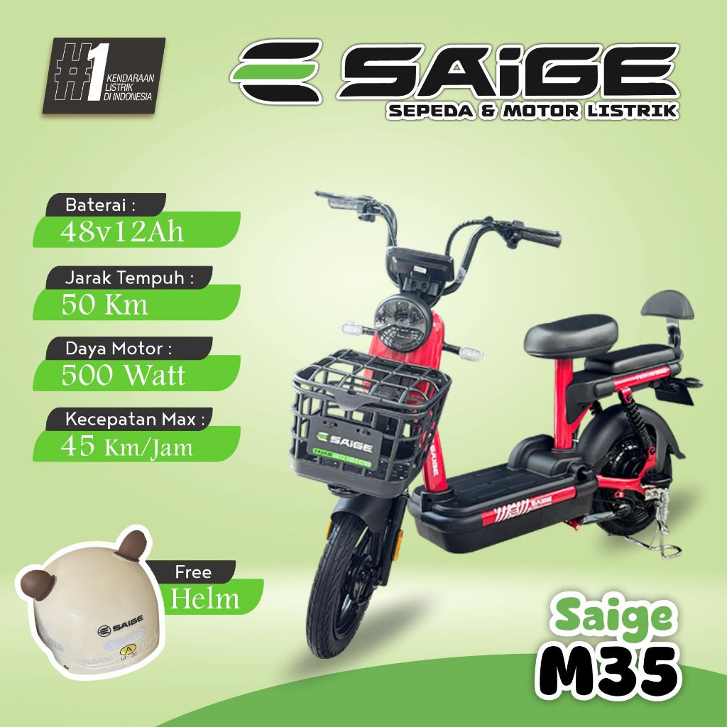 Jual SEPEDA LISTRIK SAIGE M35 500W | Shopee Indonesia