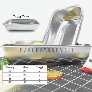 Jual (BT217) Nampan Baki Stainless Tebal 40cm x 30cm x 7cm / nampan ...