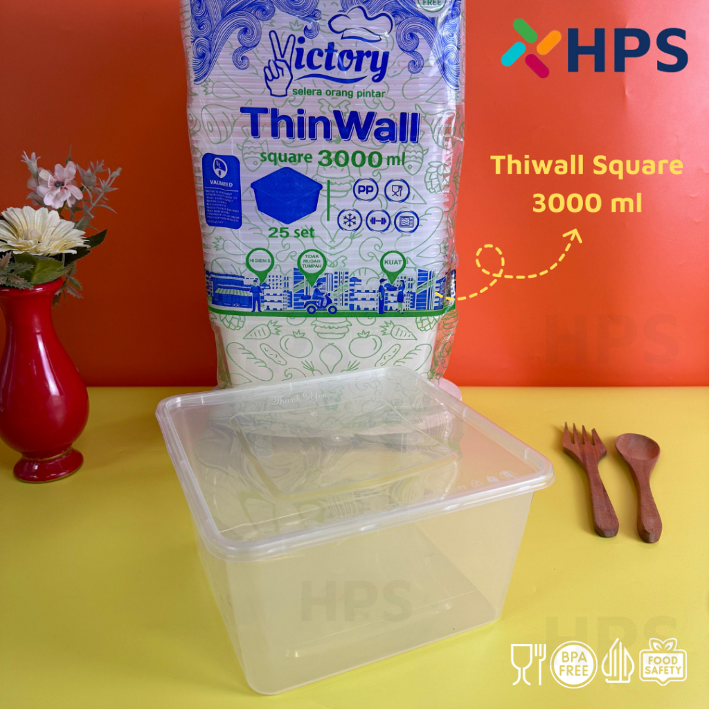 Jual Thinwall 3000 ml KOTAK Container Makan Plastik Mika Take Away ...