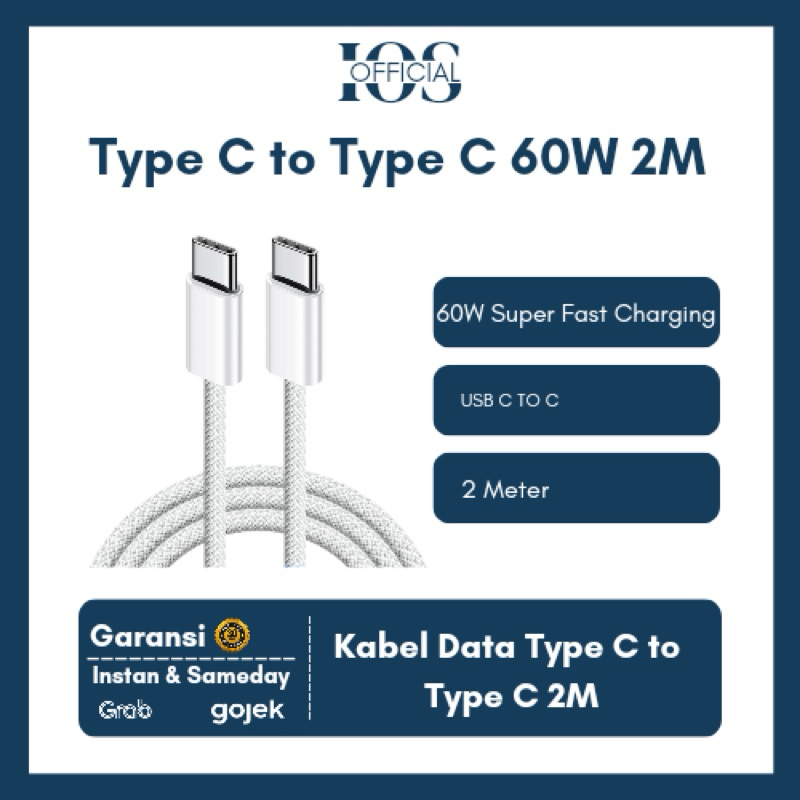 Jual [Garansi 1 Tahun] Kabel Data C to C 60W 2 Meter | Kabel Type C ...