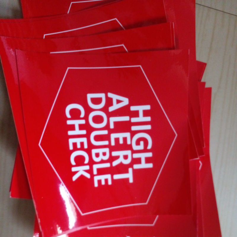 Jual Stiker High Alert Double Check | Shopee Indonesia