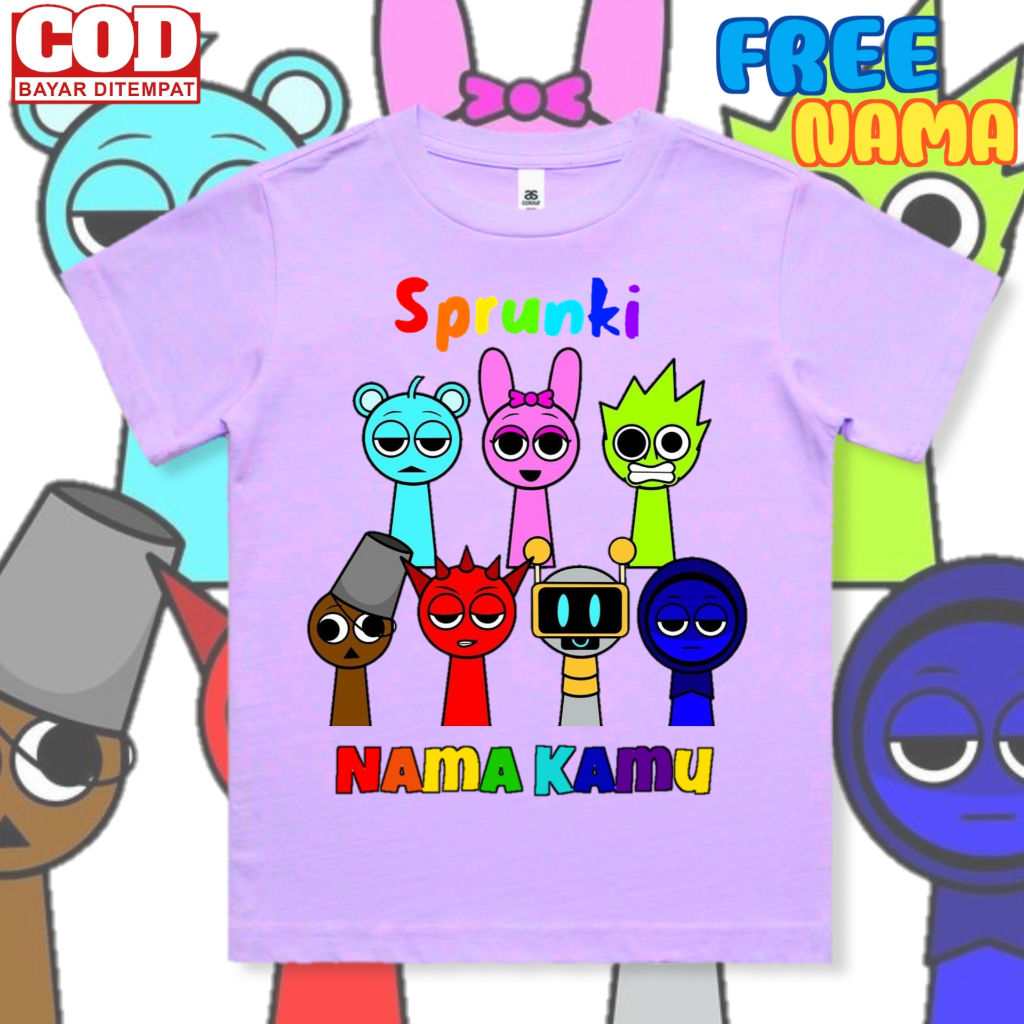 Jual Baju kaos anak sprunki incredibox karakter/kaos anak gratis cetak ...