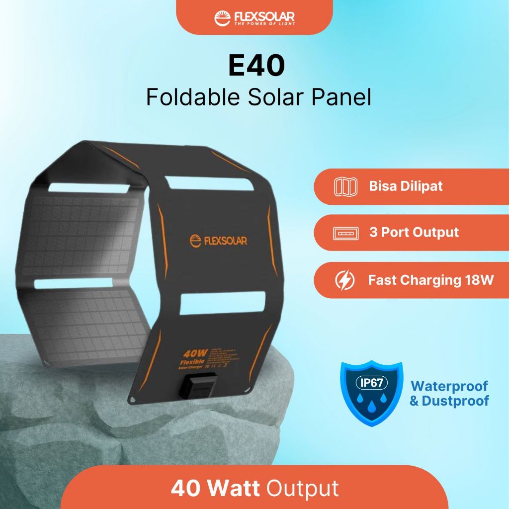 Jual Portable Solar Panel Lipat FlexSolar 40W E40 PRO | Foldable USB ...