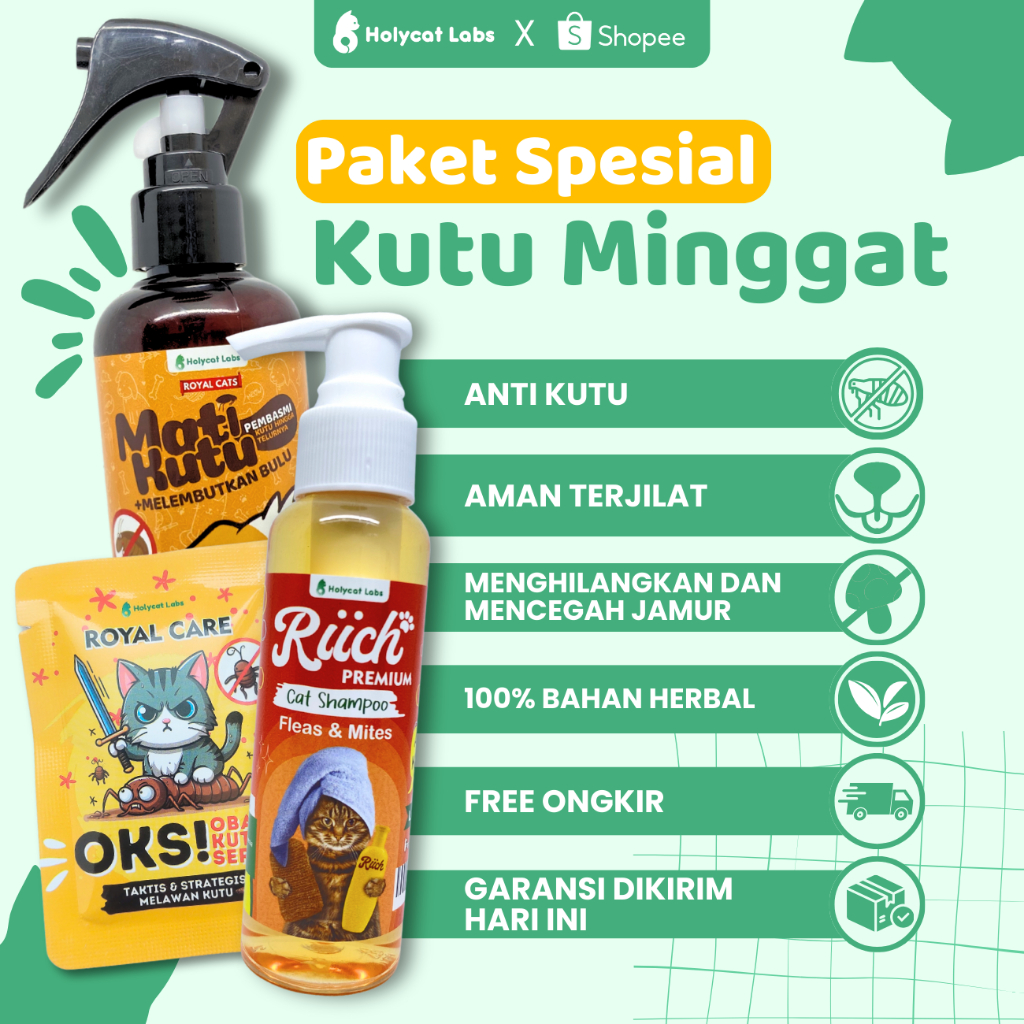 Jual Holycatlabs Paket Kutu Minggat - Anabul Bebas Kutu Jamur Ampuh ...