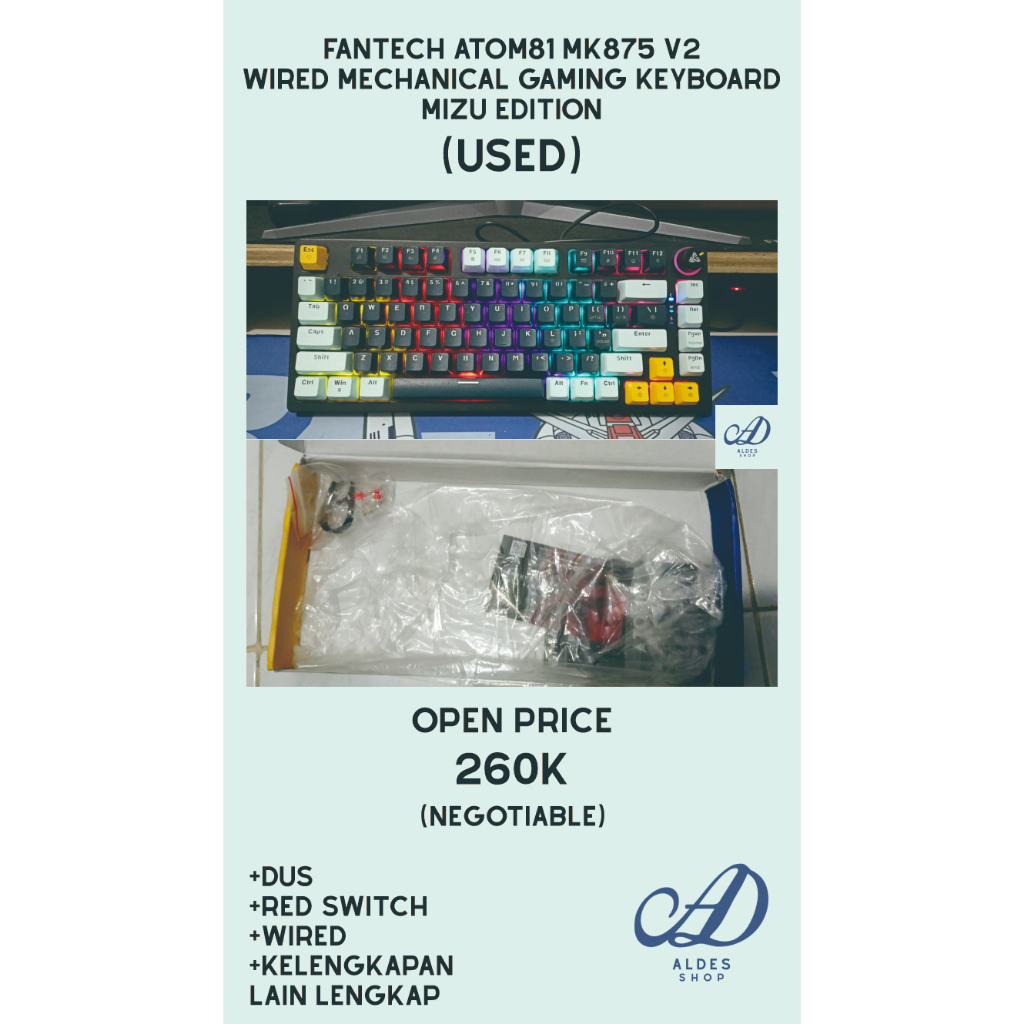 Jual Fantech Atom81 MK875 V2 Wired Mechanical Gaming Keyboard Mizu Edition | Shopee Indonesia
