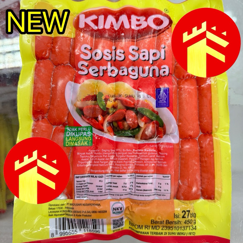 Jual KIMBO SOSIS SAPI SERBAGUNA 450 GR 27 PCS SOSIS COCKTAIL SAPI MERAH ...