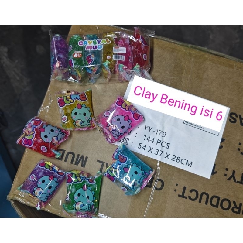Jual Clay Bening SLIME CRYSTAL MUD ISI 6 Pcs - MAINAN ANAK SLIME TABUNG ...