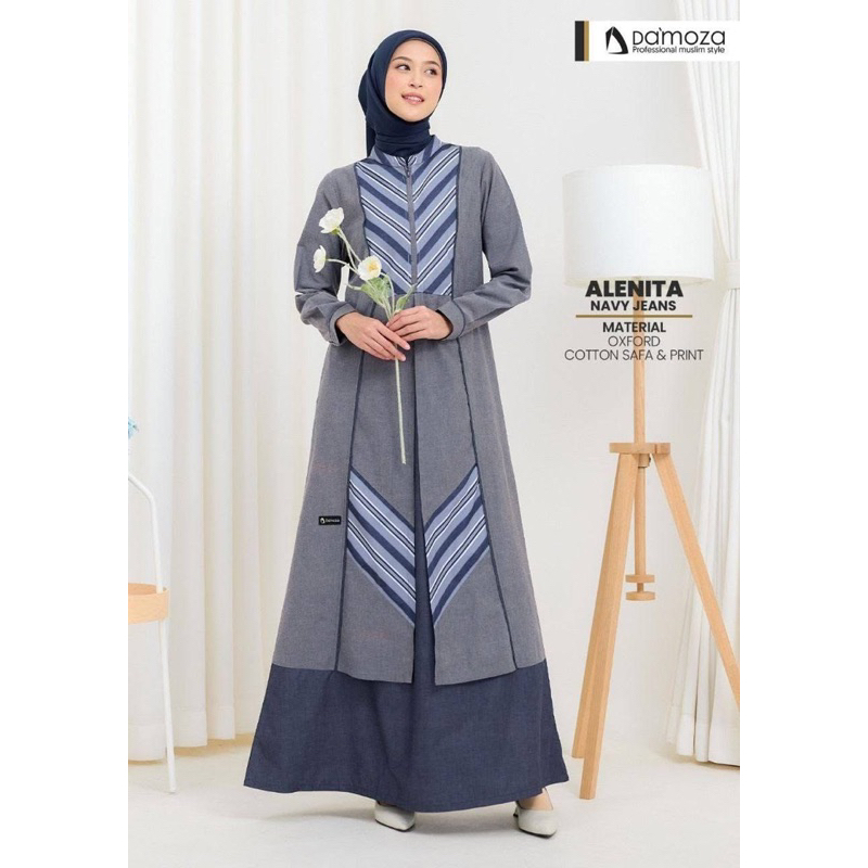 Jual Gamis MUTIF Terbaru 2025 Alenita Navy Jeans | Shopee Indonesia
