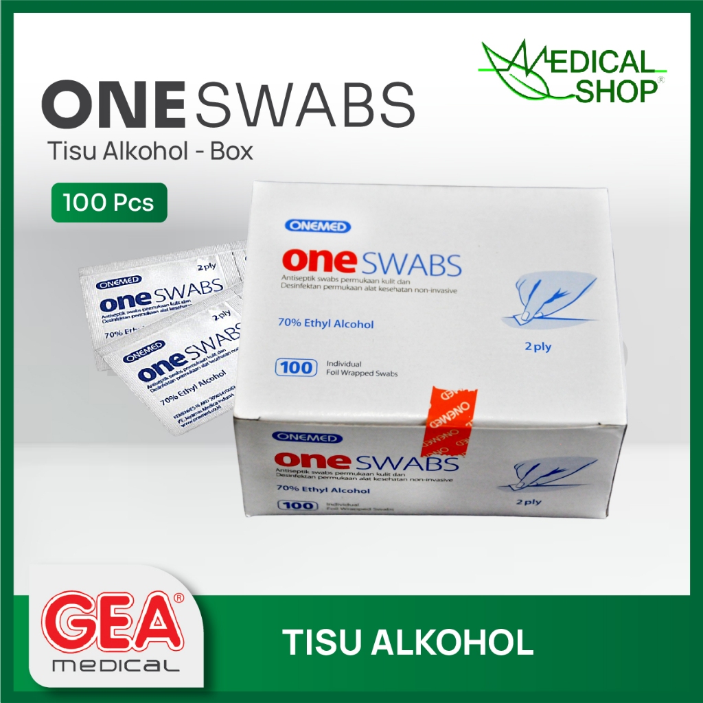 Jual ONEMED l One Swabs Alkohol Swab / Antiseptic Swab 2 ply l Box Isi ...