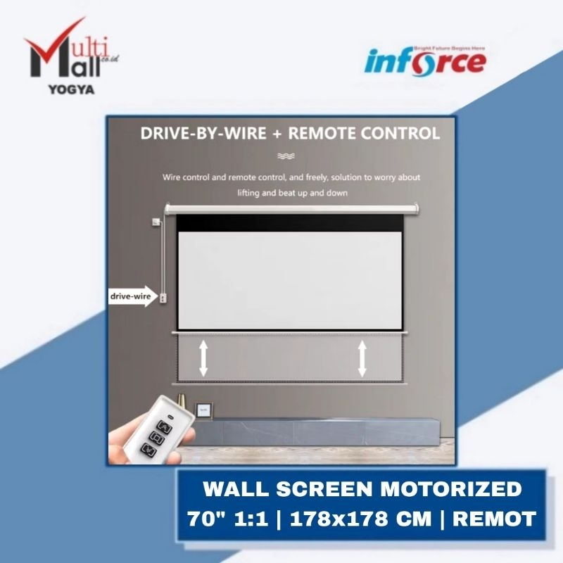 Jual Inforce Wall Screen Motorized 70" 1:1 (1780x1780) Layar Proyektor ...