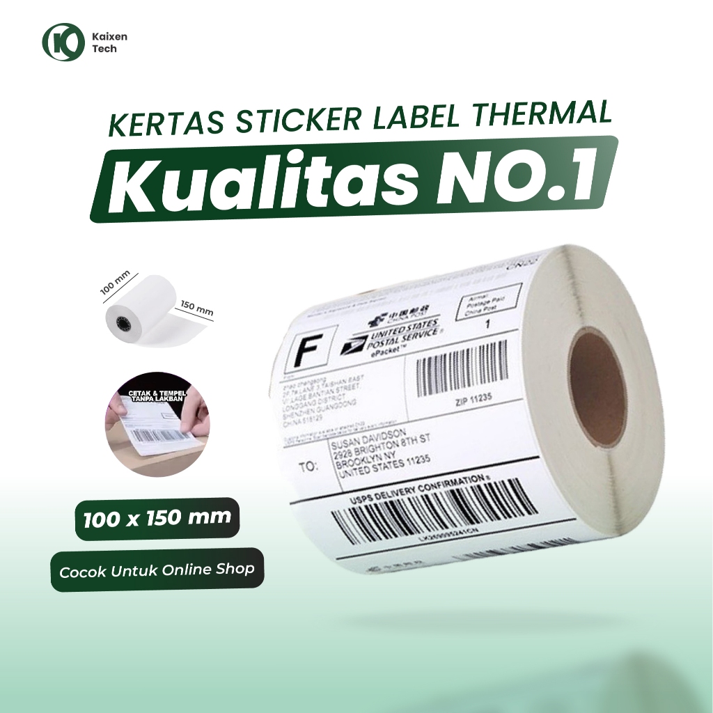 Jual Kertas Label Barcode 100 X 150 Kertas Stiker Thermal Resi 100x150 mm (500 pcs) | Shopee ...