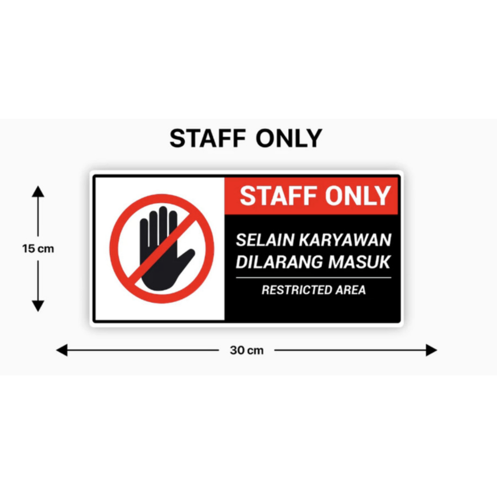 Jual Akrilik Sign Staff Only Ukuran 30 X 15 Signboard Staff Only Selain ...