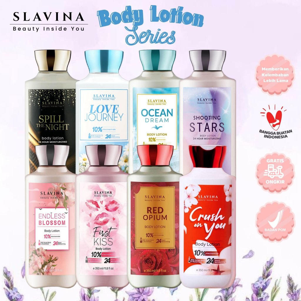Jual SLAVINA Body Lotion Series 350ml | Ocean Dream | Endless Blossom | First Kiss | Shooting ...