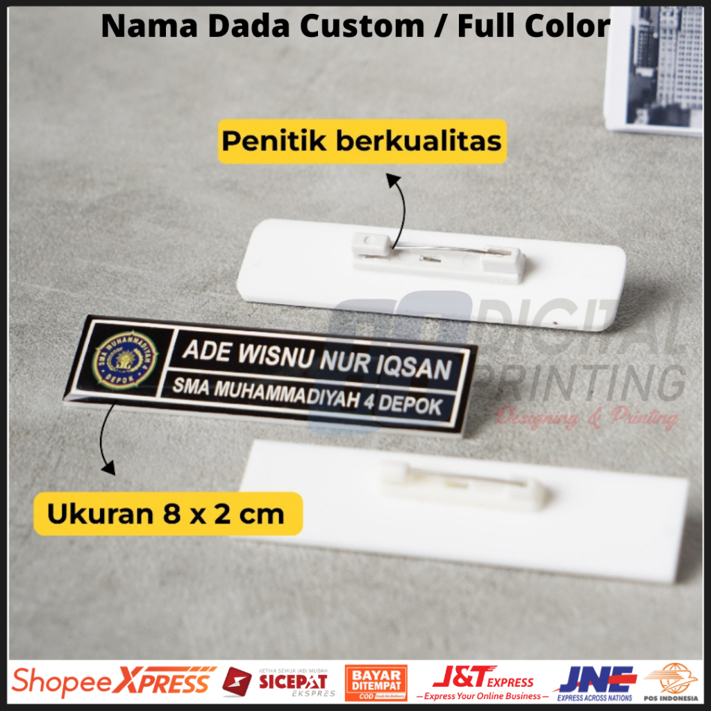 Jual NAMETAG AKRILIK CUSTOM NAMA /NAMA DADA AKRILIK / UV PRINTING FULL ...