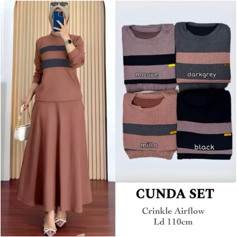 Jual CUNDA ONE SET ROK CRINKLE AIRFLOW LD 110 // SETELAN ROK KOMBINASI // ONE SET ROK WANITA ...