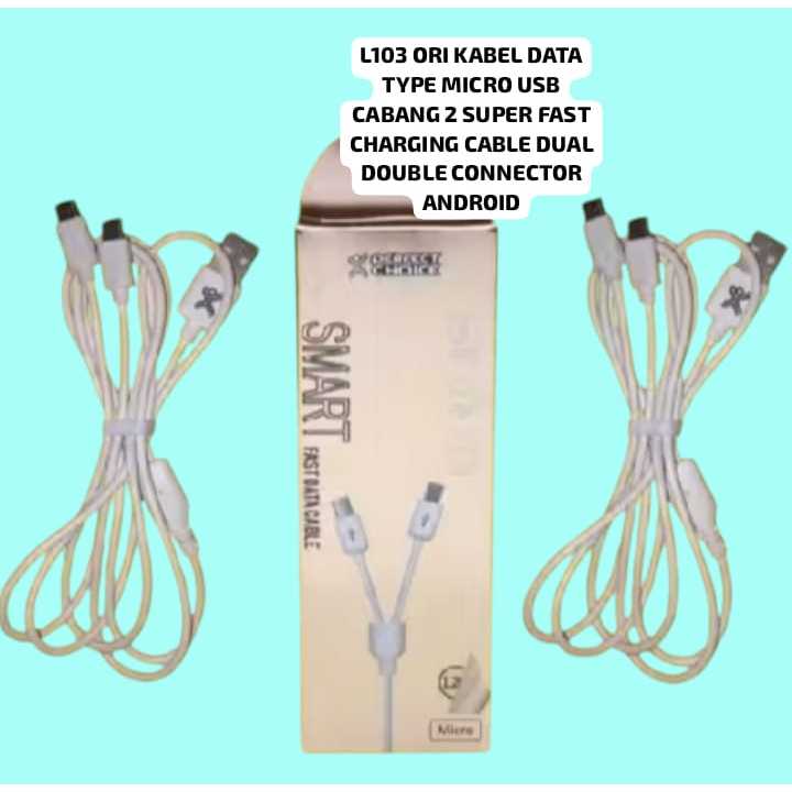 Jual L103 KABEL DATA MICRO USB CABANG 2 SUPER FAST CHARGER CABLE DUAL ...