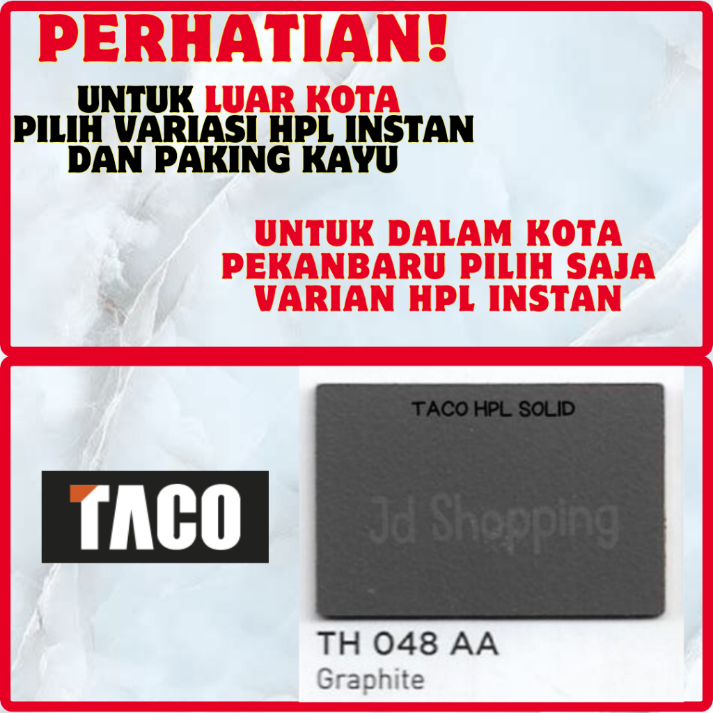 Jual (LUAR KOTA WAJIB PALLET KAYU) HPL TACO SOLID TH 048 AA Graphite ...
