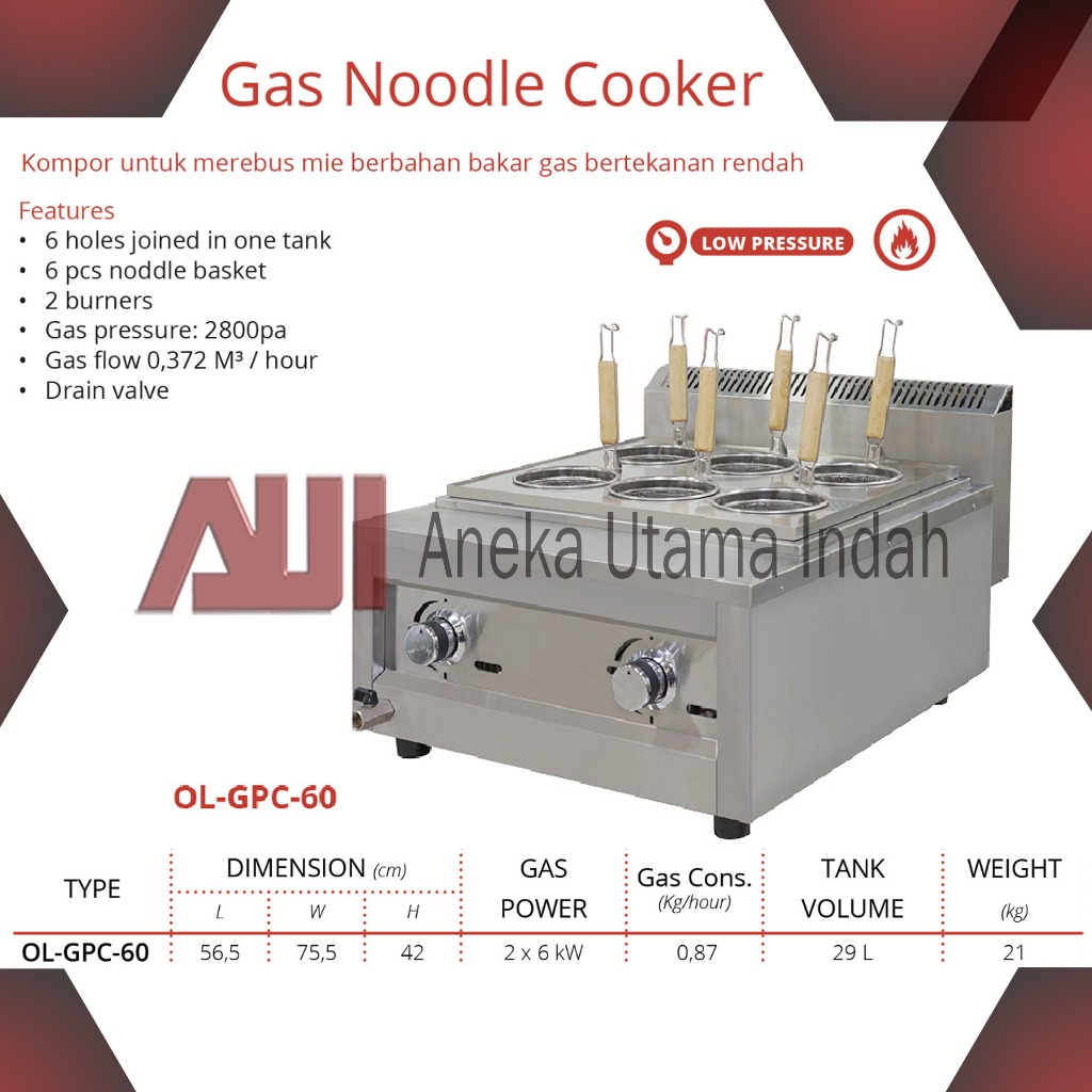 Jual Getra OL-GPC-60 Portable Gas Noodle Cooker 6 Lubang - Kompor Untuk Merebus Mie Berbahan ...