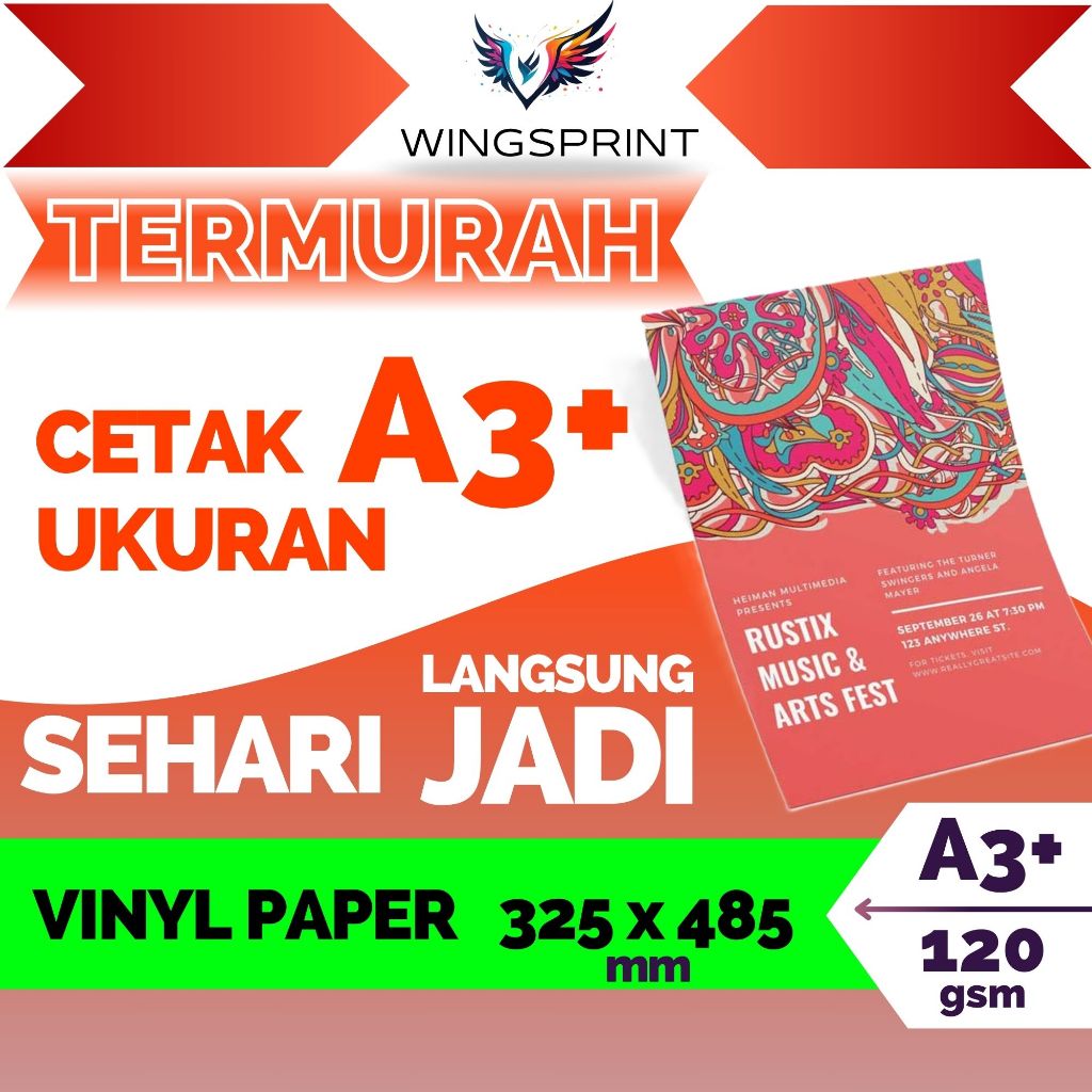 Jual Cetak Stiker A3+ Murah Non-Cut | Print A3+ | Kertas Vinyl Graftac ...
