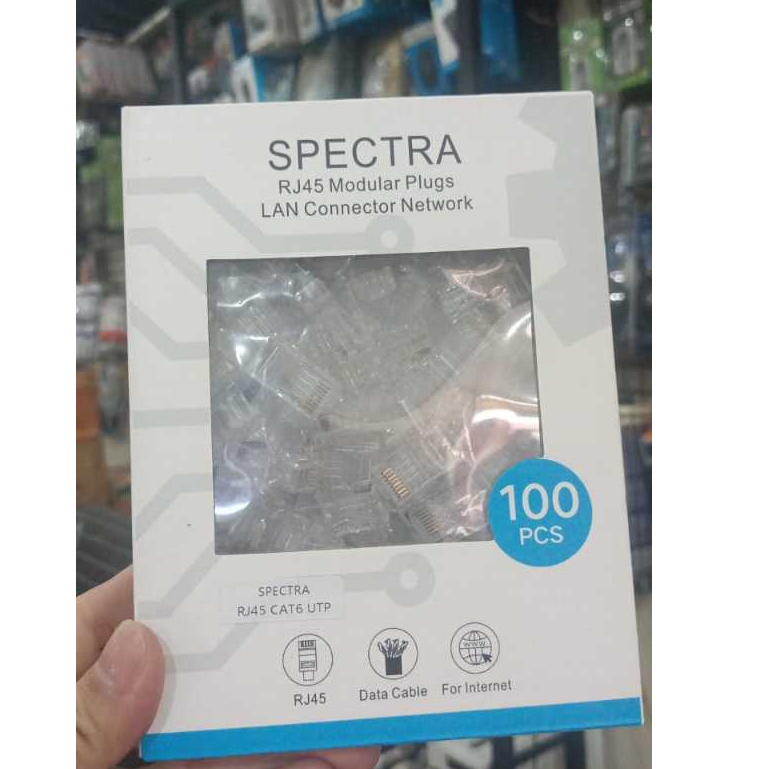 Jual Konektor RJ45 UTP Cat6 Spectra isi 100 Pcs | Shopee Indonesia