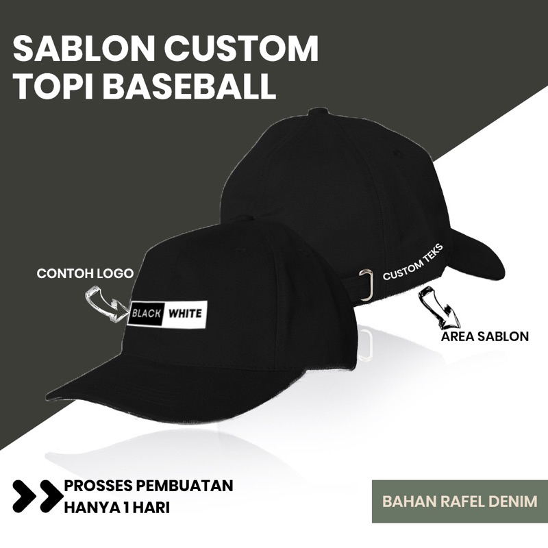 Jual Topi Baseball Sablon Custom Bahan Rafel Denim | Shopee Indonesia