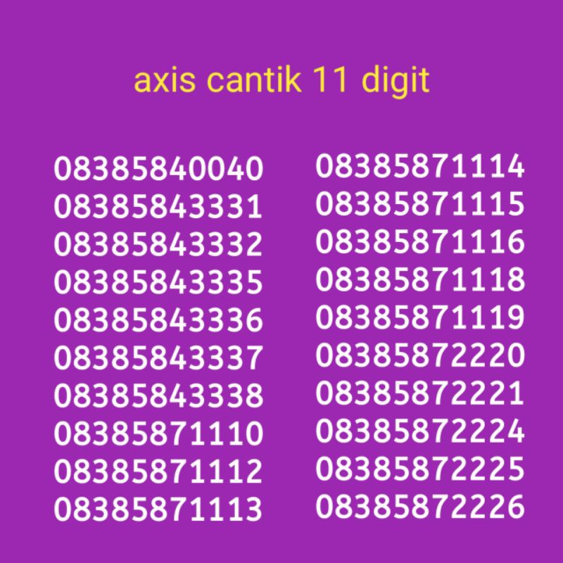 Jual nomor axis cantik 11 digit serian triple rapi | Shopee Indonesia