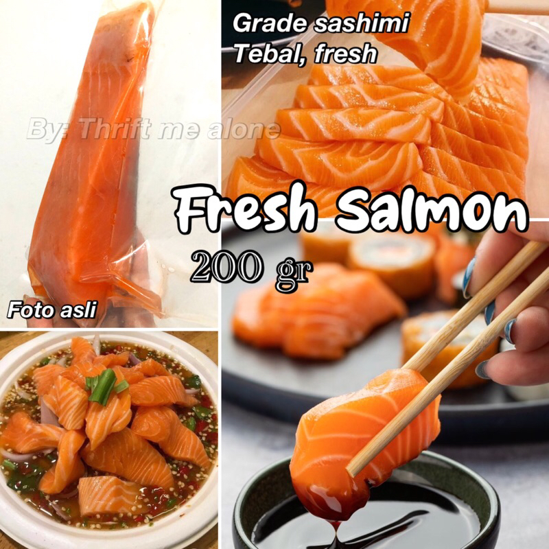 Jual norwegian salmon fillet 200 gr sashimi sushi salmon fresh tebal ...