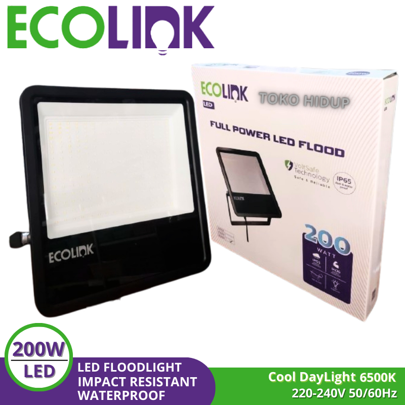 Jual Ecolink Lampu Sorot LED Flood Light 200W Warna Putih Cool Daylight | Shopee Indonesia