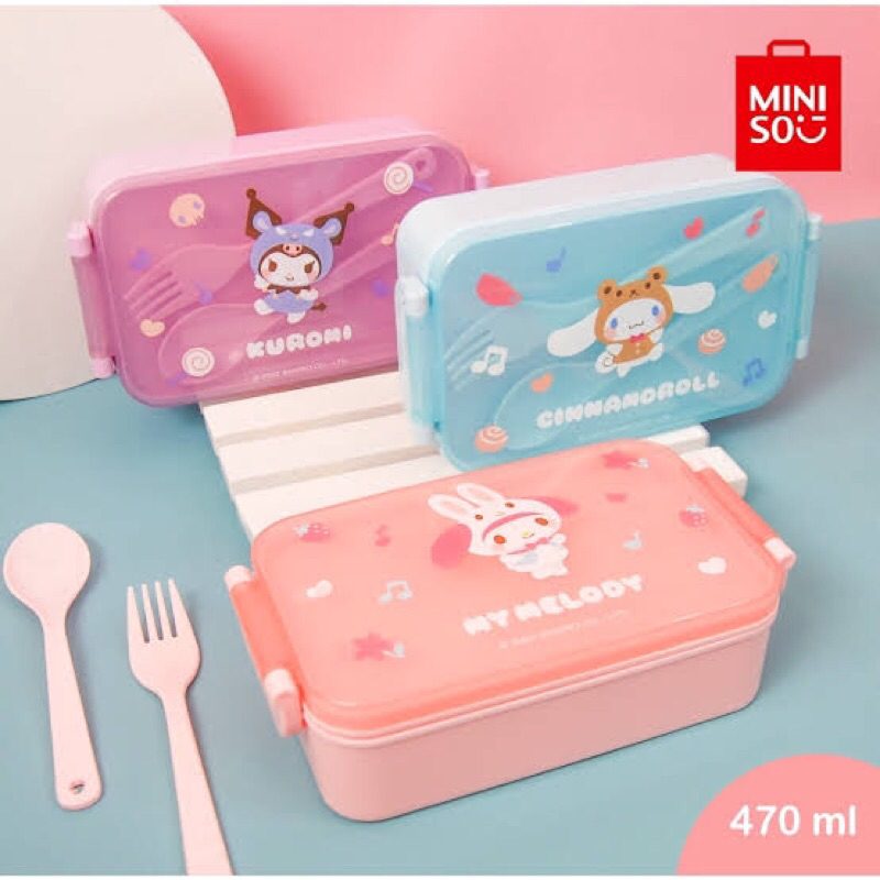 Jual Miniso Sanrio 470ml lunch Box Bento Box / Kotak makan tempat bekal ...