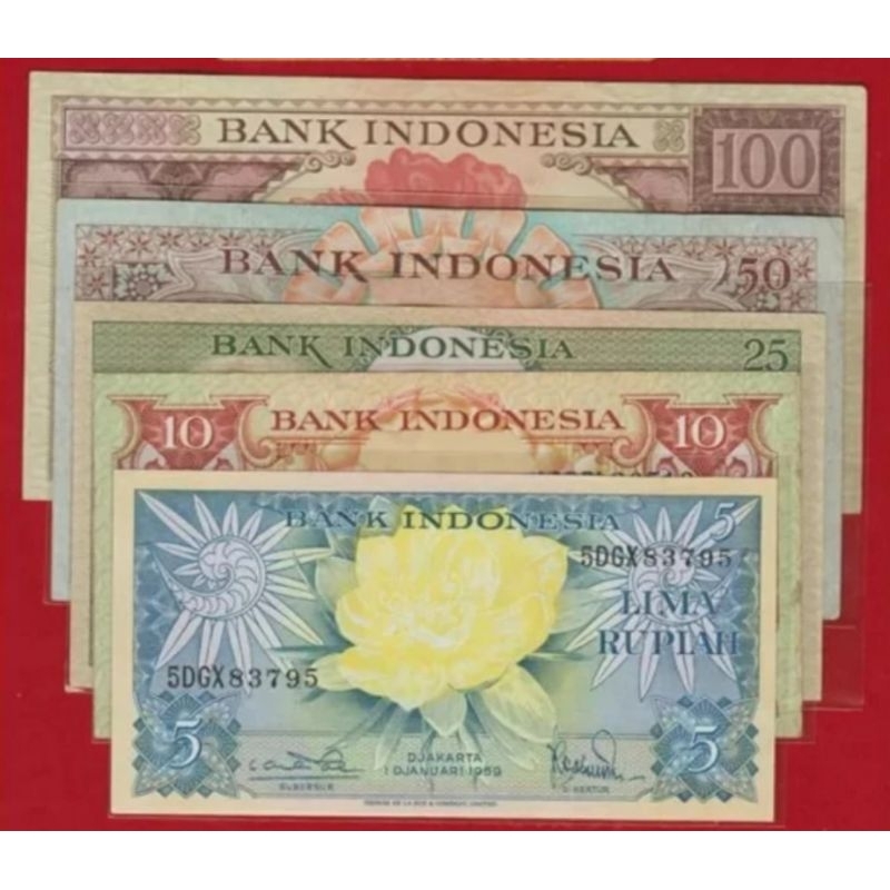 Jual Set Uang Kuno Seri Bunga Pecahan 5 - 100 Rupiah 5 Lembar | Shopee ...