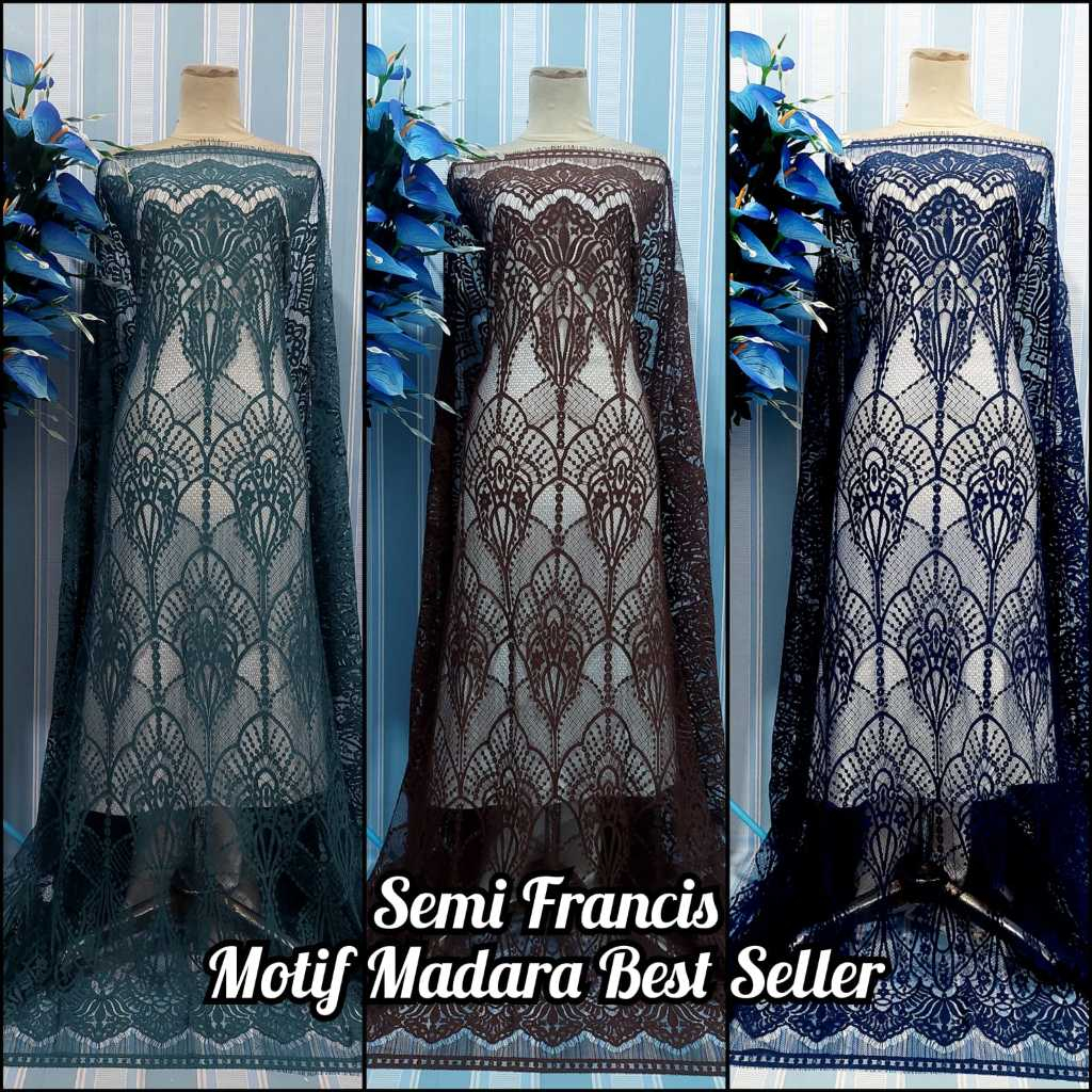 Jual Bahan Kain Brokat Semi Francis Motif Madara , Isi Panjang 2,5m X ...