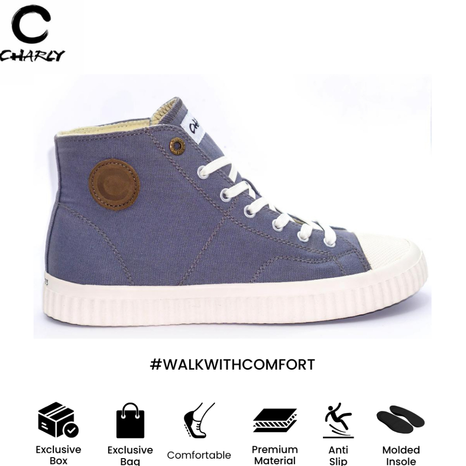 Jual Sepatu Sneakers Pria/Wanita Charly Shoes Basic Saga High Cut Dark ...