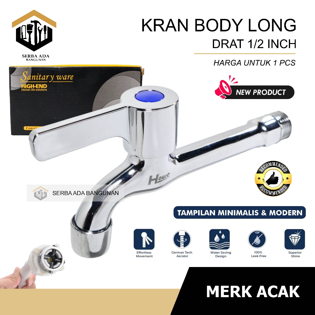 Jual Kran PANJANG 1/2” HAUSE / Keran Air HAUSE PANJANG 1/2 INCH / Kran ...