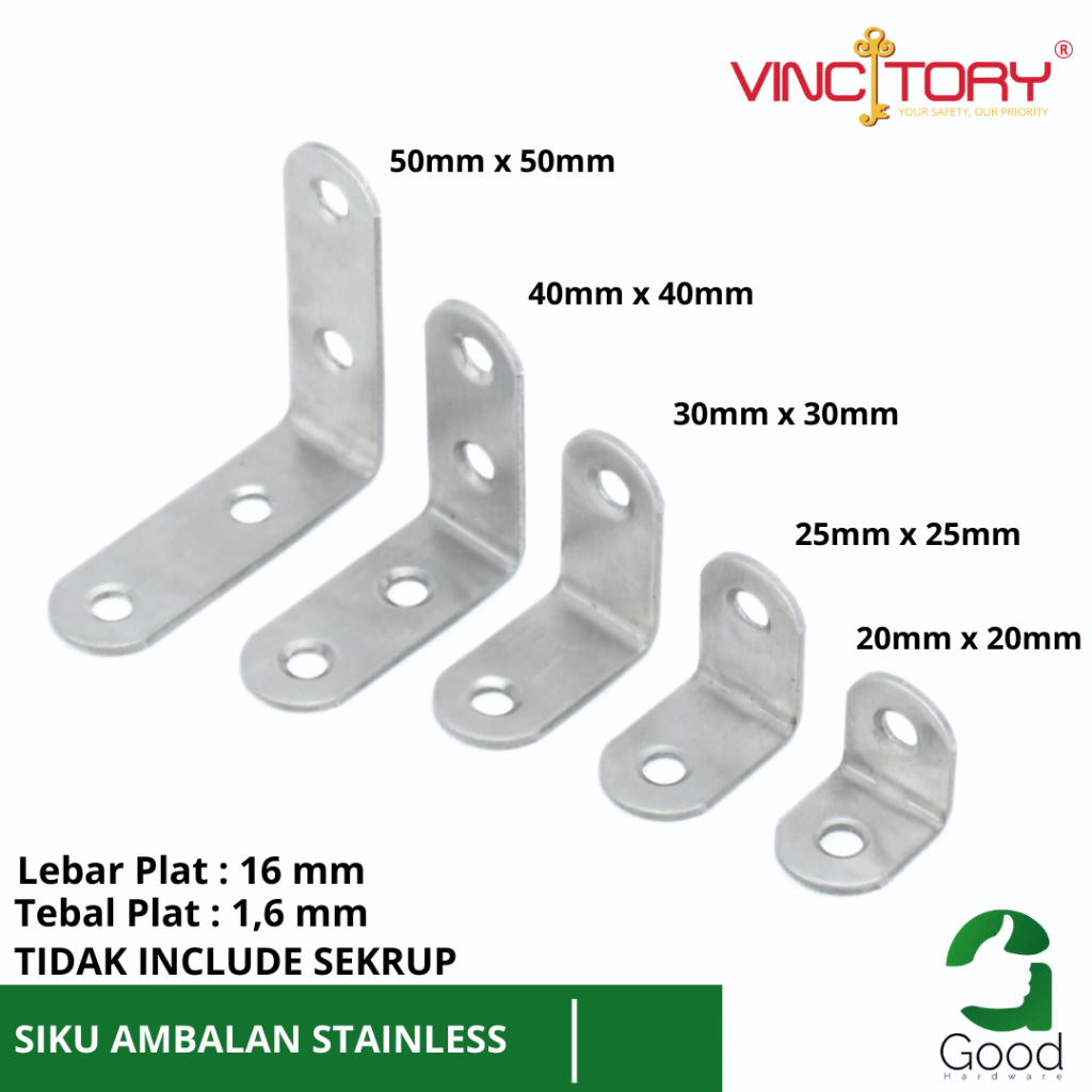 Jual Vincitory Siku L Stainless Steel Plat Siku Bracket Penyangga Rak ...