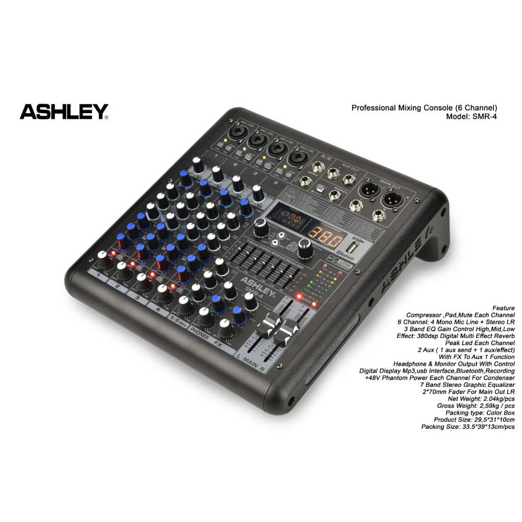 Jual Mixer Ashley smr4 / smr 4 channel usb - bluetooth + compressor ...