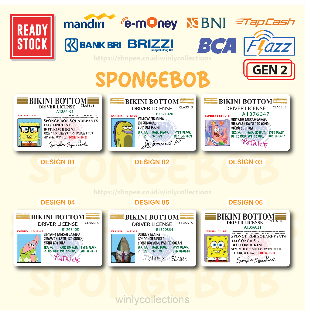 Jual KARTU EMONEY SPONGEBOB SIM PATRICK ANIME LAUT FLAZZ BCA GEN 2 ...
