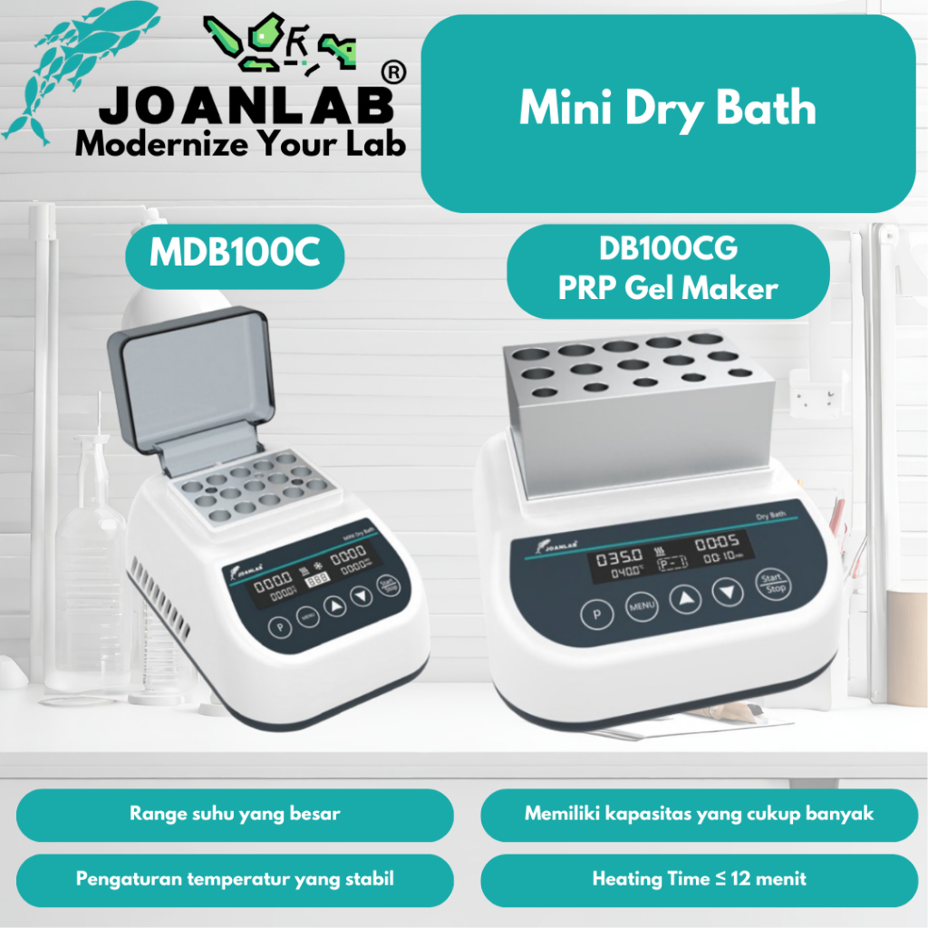 Jual JOANLAB Mini Dry Bath Heater Cooler Lab Pemanas Pendingin PRP Gel MDB100C/DB100CG | Shopee ...