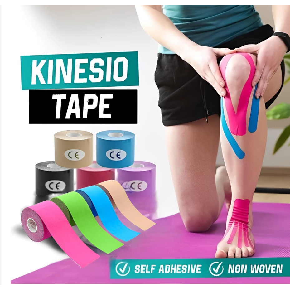 Jual Kinesio tape kinesiology taping Sport Plester Otot Gym Futsal Sepakbola Running Volley ...