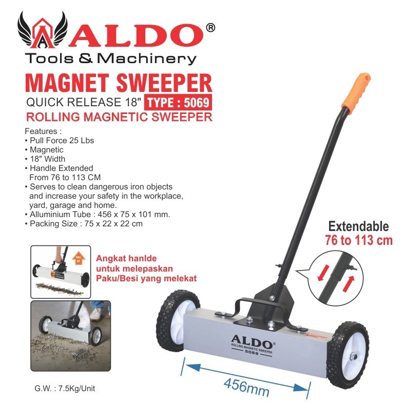 Jual MAGNET SWEEPER QUICK RELEASE 18" 5069 / ROLLING MAGNETIC SWEEPER ...