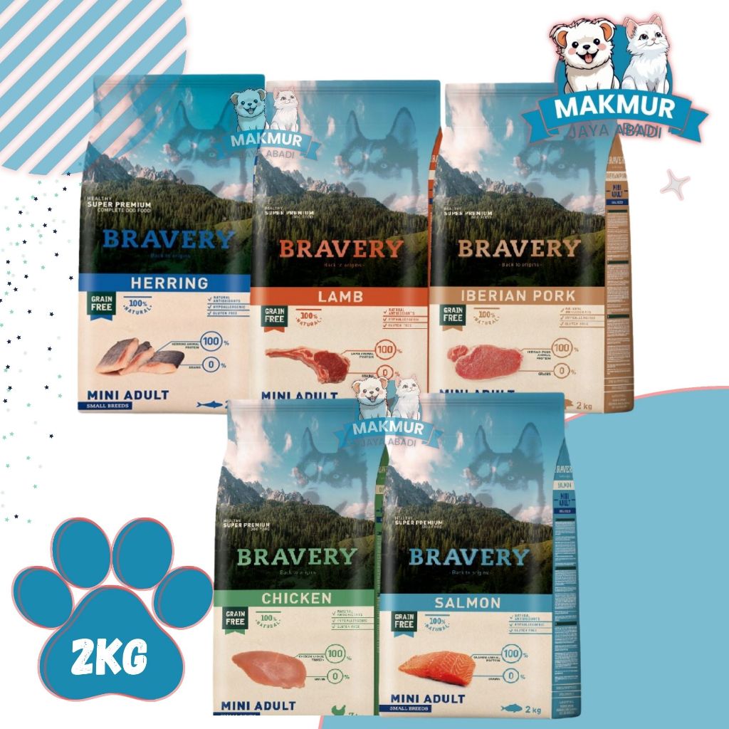 Jual Bravery Dog Mini Adult 2 Kg - Chicken / Salmon / Iberian Pork ...