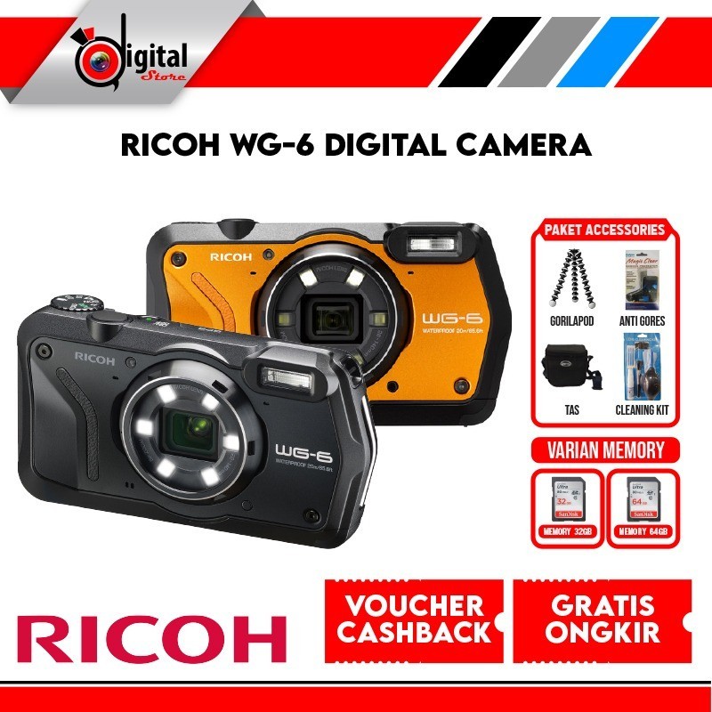 Jual Ricoh WG-6 Digital Camera - Ricoh WG6 Underwater Waterproof Camera ...