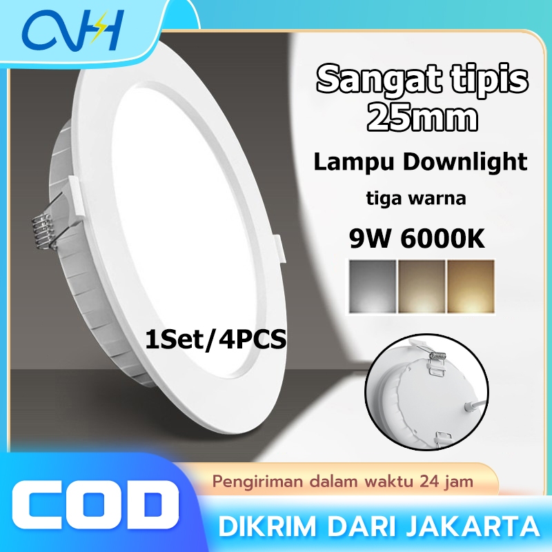 Jual Lampu Downlight LED Bulat 9w Down Light 3 Warna/Downlight Panel ...