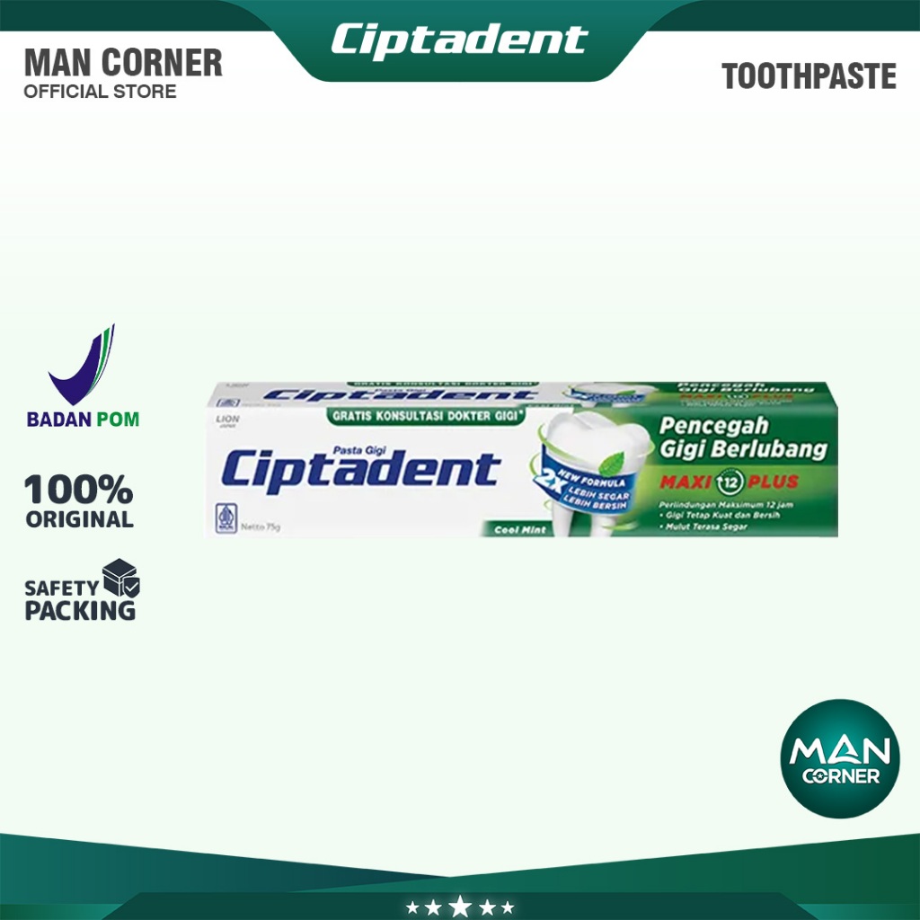 Jual Ciptadent Pasta Gigi Maxi 12 Cool Mint Tube Plus 75 gr | Man ...