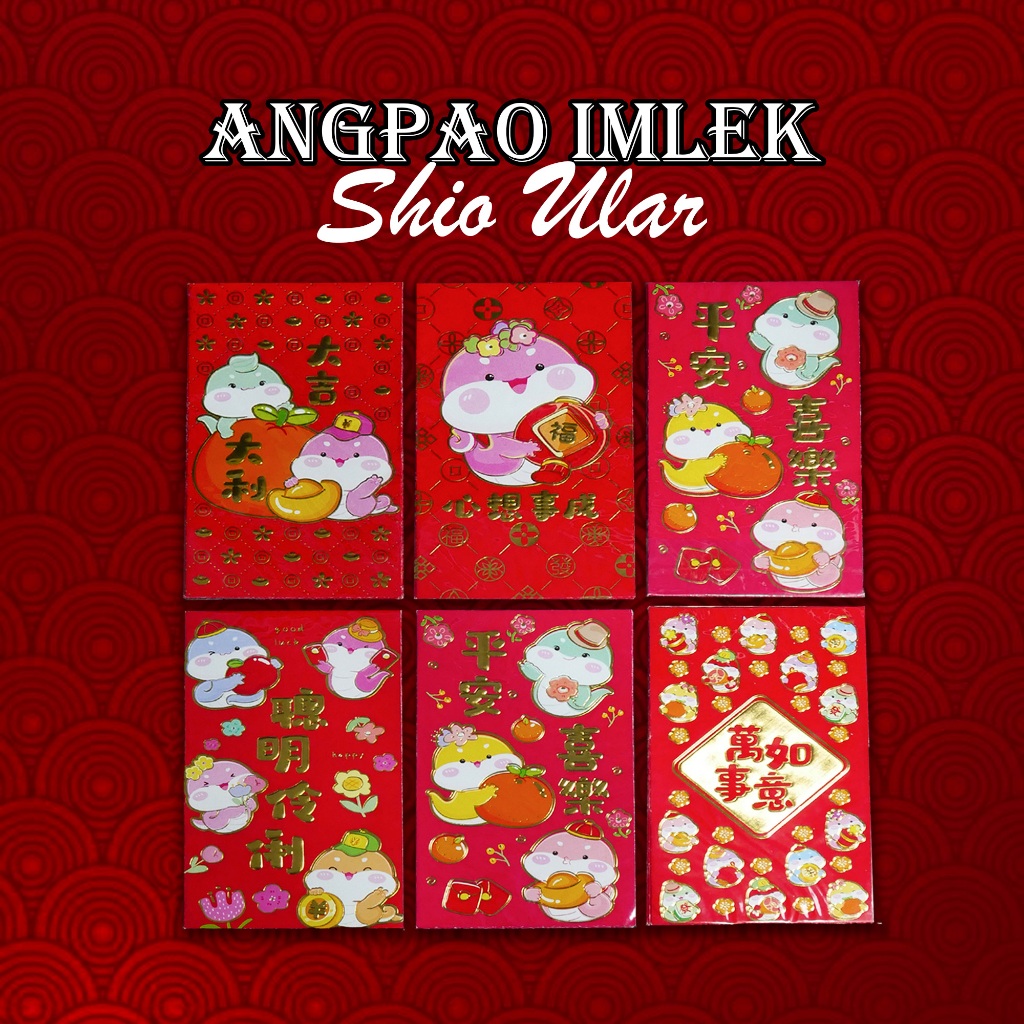 Jual ANGPAO IMLEK L PANJANG 2025 6 PCS ANGPAU TAHUN ULAR AMPLOP KIONG HI KONGSI UANG MURAH LARGE ...